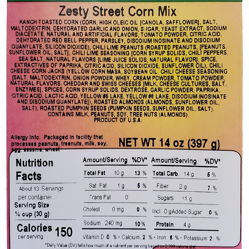 Zesty Street Corn Mix 14oz – Mountain Man Nut & Fruit